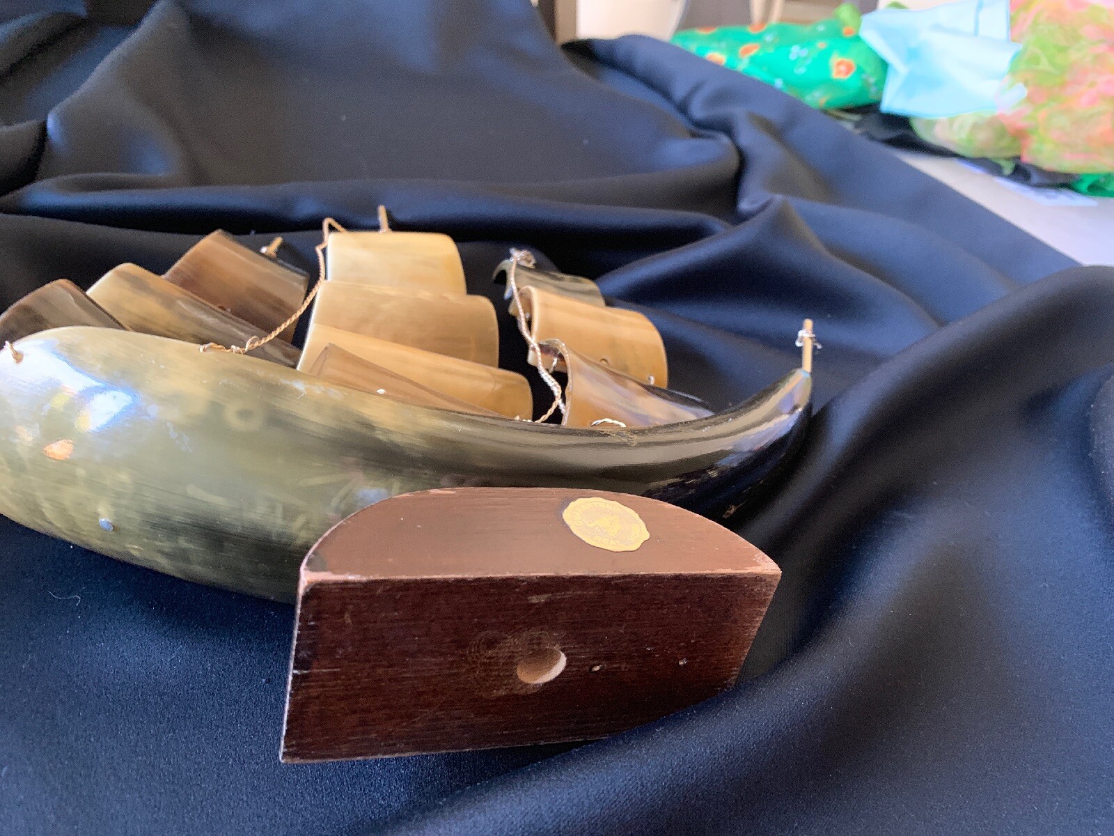 VINTAGE SCHOONER SAILING SHIP BOAT MODEL HORN ONE OF A KIND | eBay UK