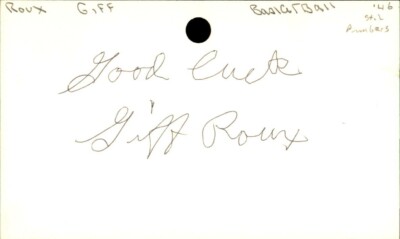 Giff Roux Signed Index Card 3x5 Autographed St. louis Bombers 60909 | eBay