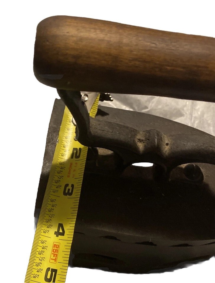 Vintage Cast Iron Coal Ironing Clothes Press Wooden Handle | eBay