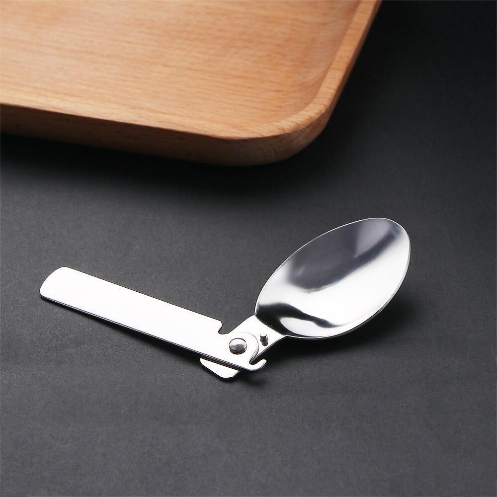 Silver Folding Spoon Outdoor Travel Tableware Dessert Spoon Coffee ...