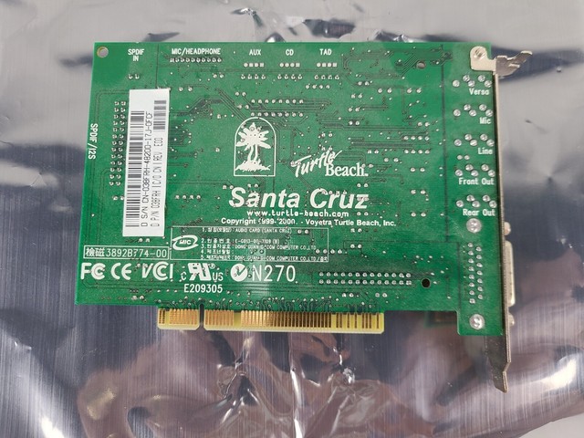 Genuine Turtle Beach Santa Cruz Sound PCI Card Model 038FRH for sale ...