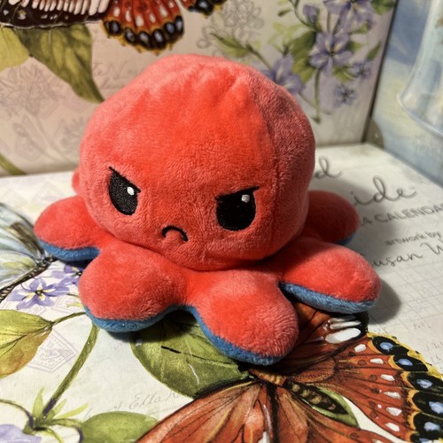 TeeTurtle Reversible Octopus Plush Happy Mad Mood Soft Stuffed Animal ...
