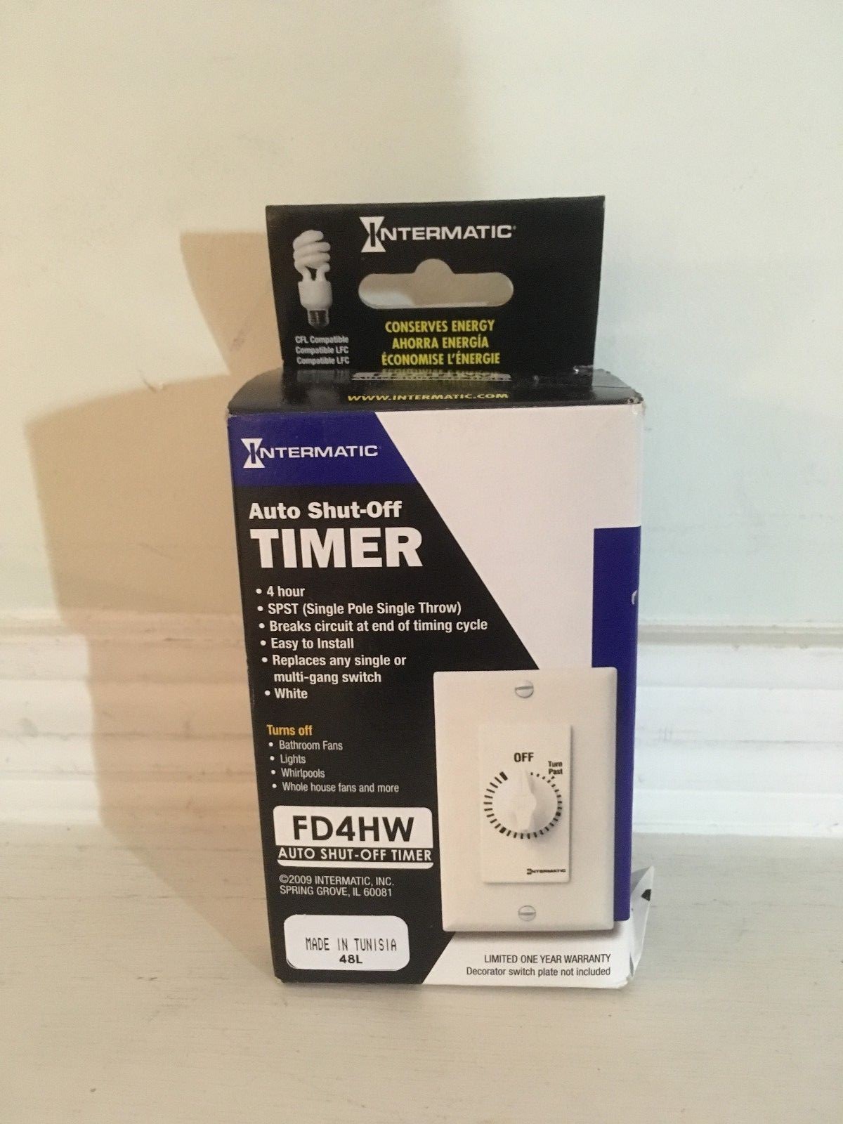 Intermatic FD4HW 4-Hour Spring-Loaded Wall Timer for Lights and Fans ...