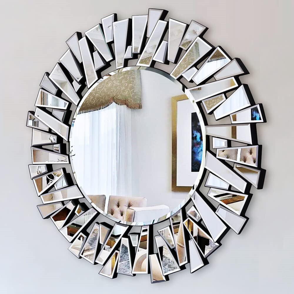 Large Round Mirror Silver Circle Wall Mirror for Bathroom Vanity Decor ...