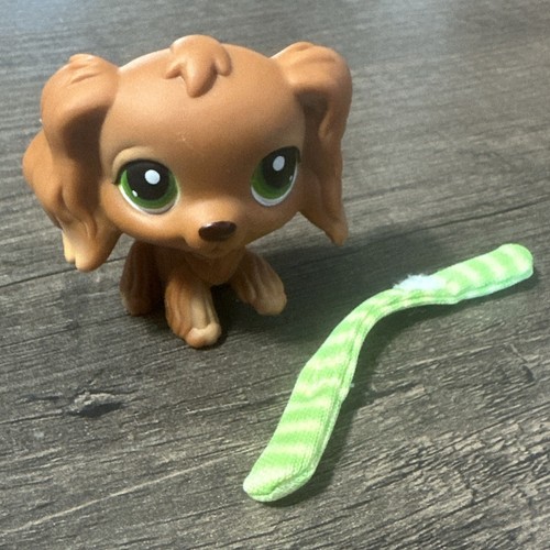 Littlest Pet Shop Cocker Spaniel Dog 252 Brown Green Eyes & Scarf | eBay