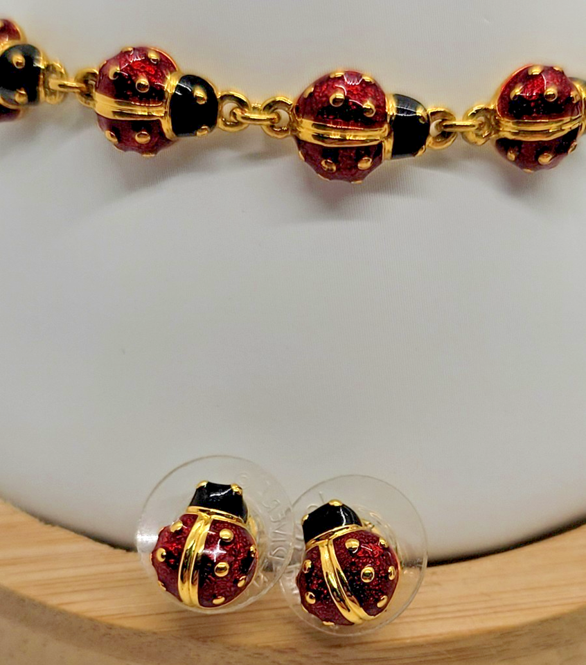 VTG JOAN RIVERS LADYBUG WATCH, BRACELET & EARRING SET--NEW BATTERY | eBay