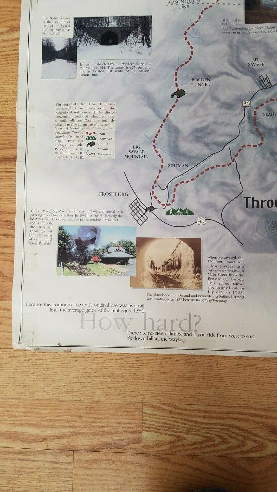 Vintage Allegheny Highlands Trail Of Maryland Map Poster 24" X 36" | eBay