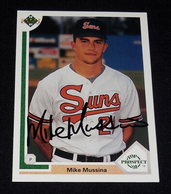 MIKE MUSSINA 1991 UPPER DECK AUTOGRAPHED ROOKIE CARD (BALTIMORE ORIOLES ...