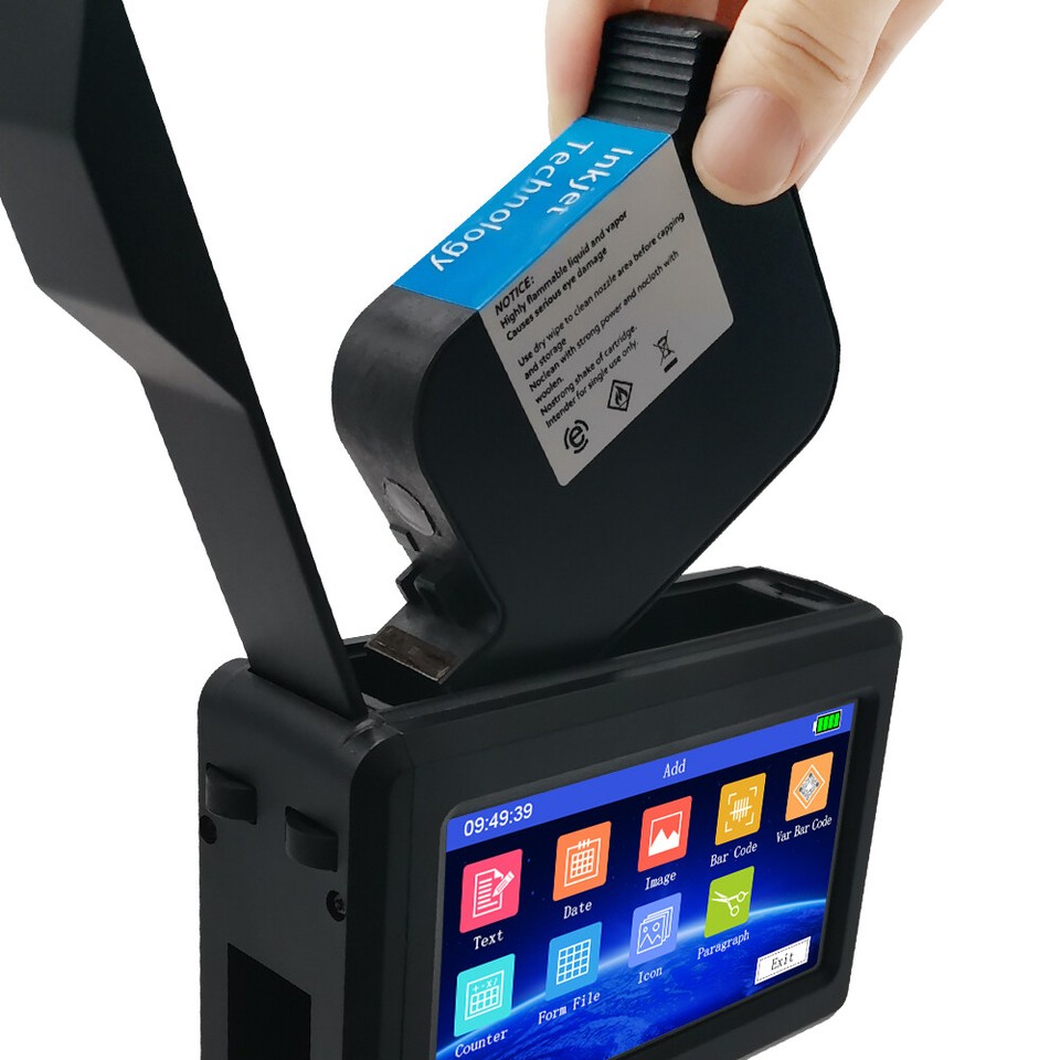 Handheld Inkjet Printer 600DPI Logo Date Brand QR Barcode Batch Coding ...