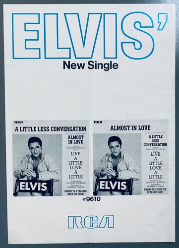 ELVIS PRESLEY vintage 1968 POSTER ADVERT A LITTLE LESS CONVERSATION RCA ...