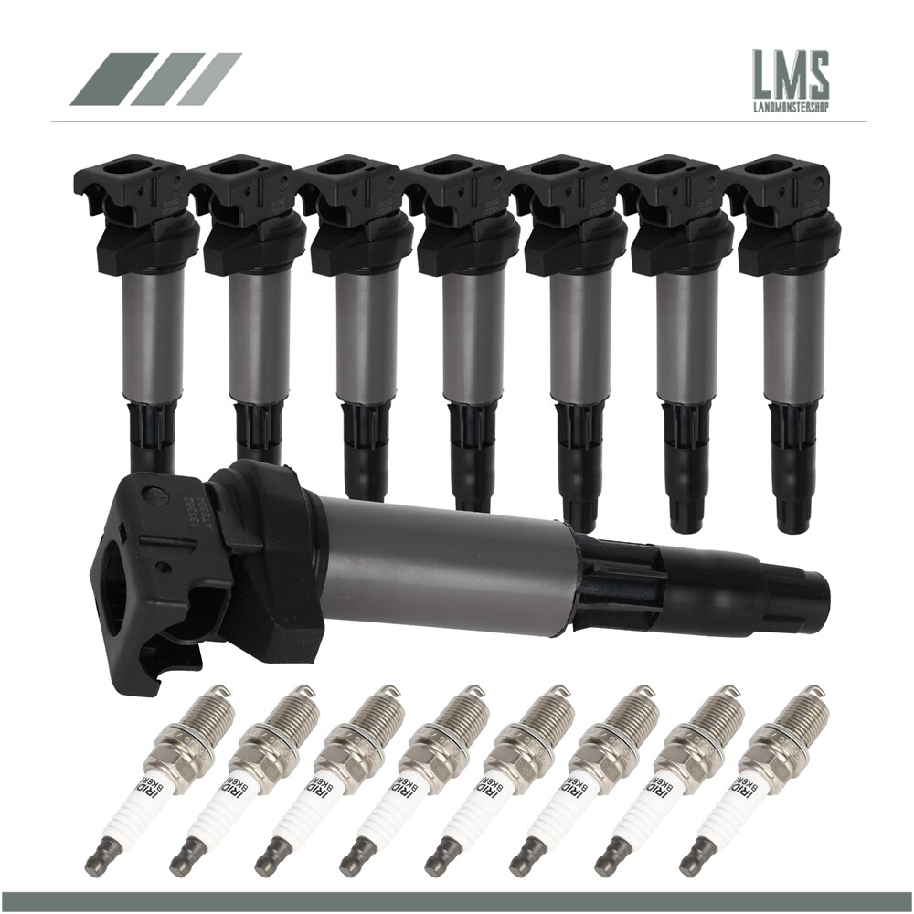 8 Ignition Coils and 8 Spark Plugs For BMW 545i 760i X3 X5 2004-06 ...