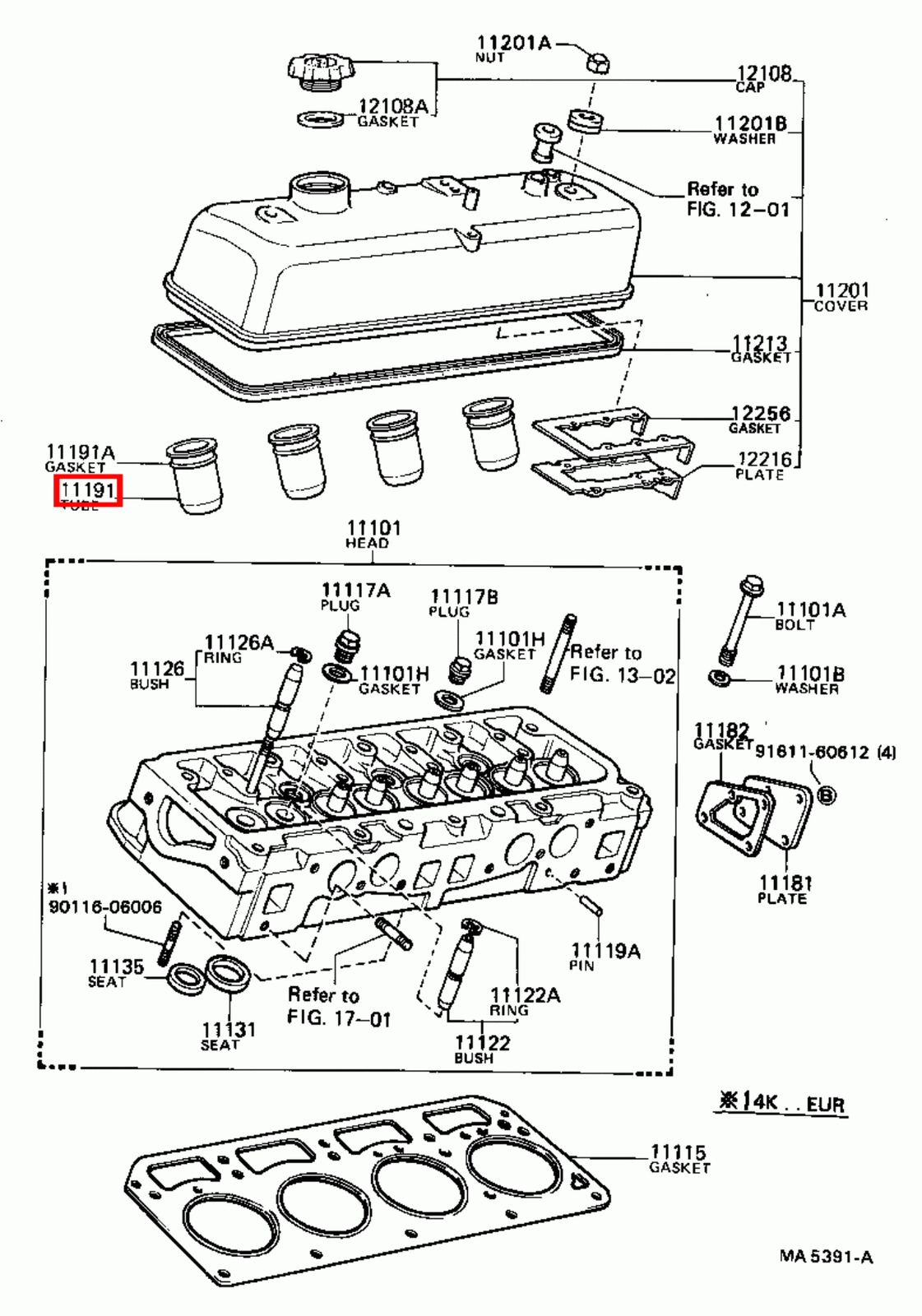 Genuine Town Lite Ace KM51 TownAce KR42 KR41 1.5 1.8 Spark Plug Tube x4 ...
