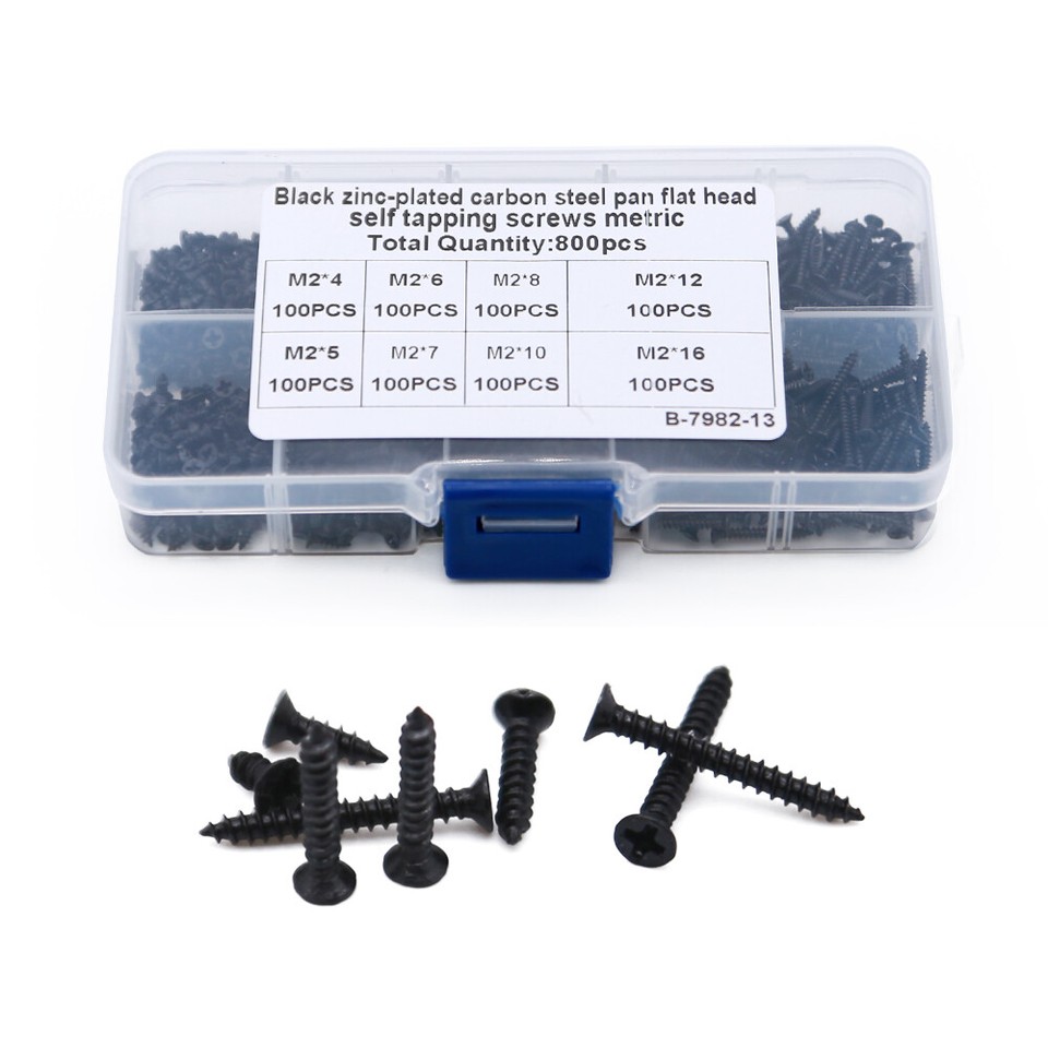 800-Piece Self Tapping Screws Assortment Set M2 Phillips Head Micro ...
