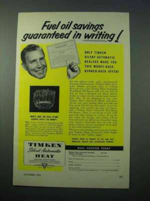 1953 Timken Silent Automatic Heat Ad - Fuel Oil Savings | eBay