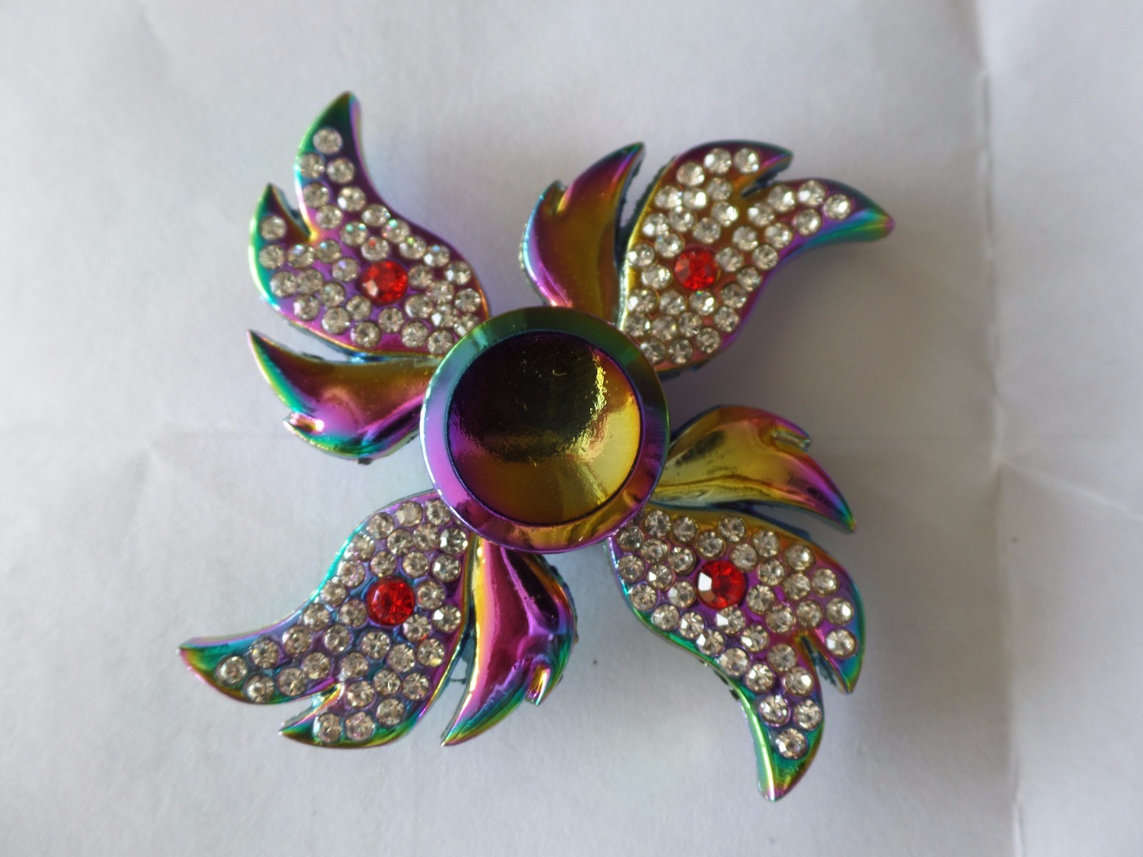 Rainbow Four-Winged Angel Wings Red Blue Stones Fidget Hand Spinner ...