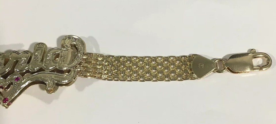 14k Yellow Gold Maria Nameplate Diamond Bracelet | eBay