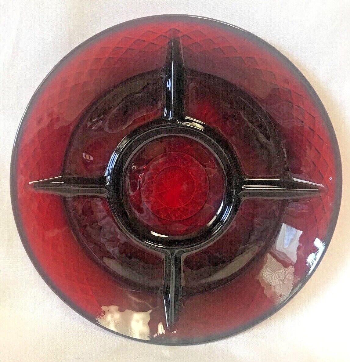 Vintage Avon Collection Ruby Red Divided Relish Candy Tray Dish Serving ...