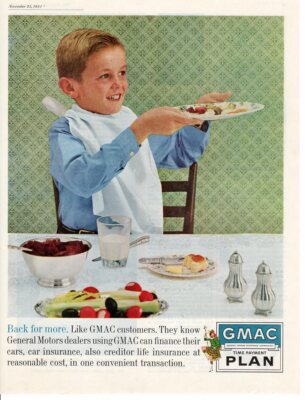 Vintage advertising print Car General Motors GMAC Plan 1961 Hungry Kid ...