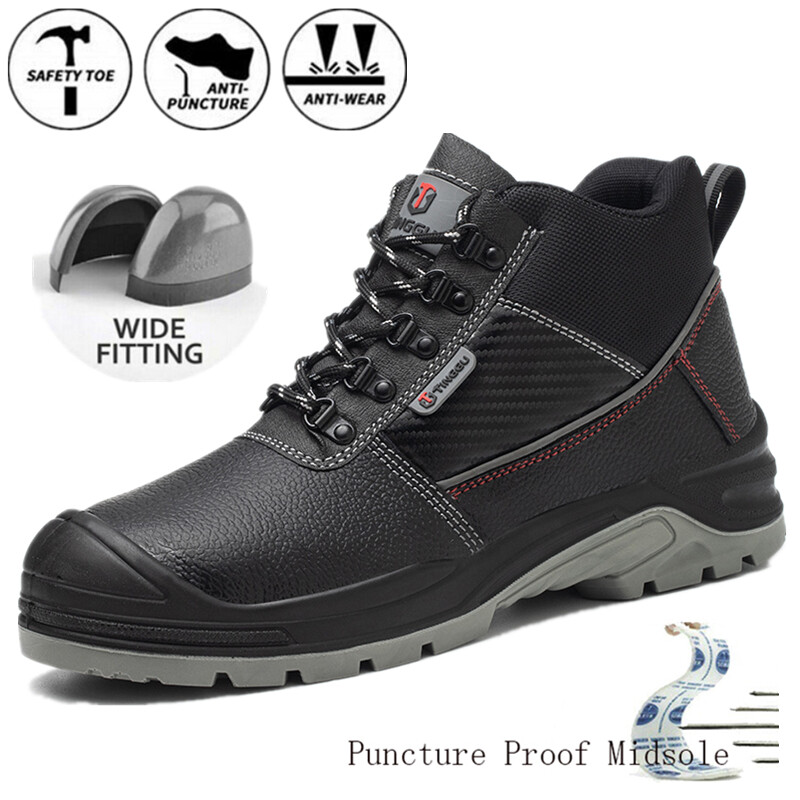 Mens Steel Toe Work Boots Anti-static Safety Waterproof Boots ...