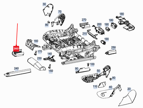 MERCEDES-BENZ GLE W167 Inside Front Left Seat Rail Cover A1679191100 ...