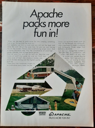1969 Apache Vintage Print Ad Camper Pop Up Outdoor Family Adventure ...