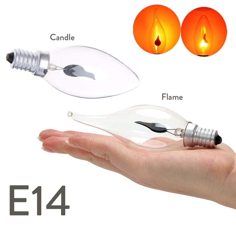 E14 E27 3W Edison Filament Candle Flicker Light Bulb Fire Flame Tail ...