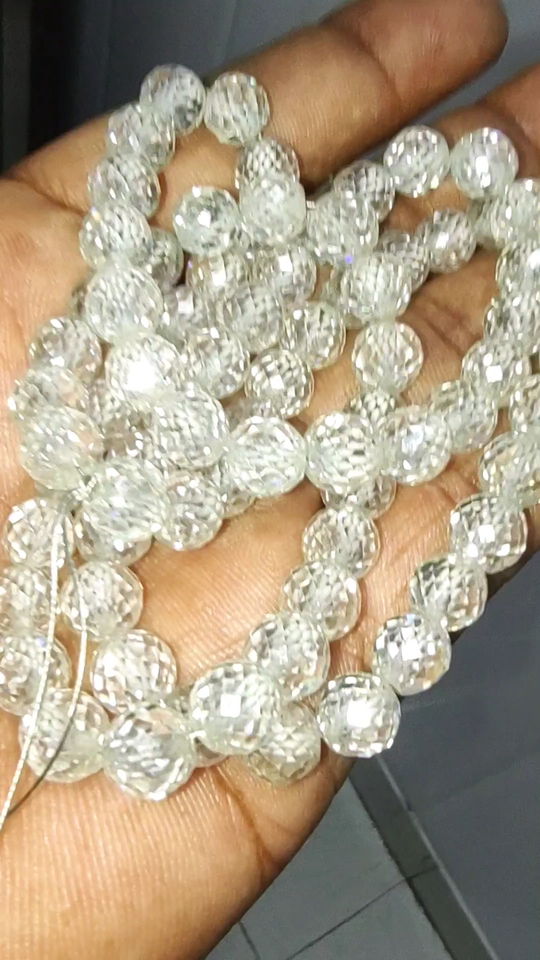 2 White Diamond Beads 7 Ct Certified Great Sparkle Gift Pendant Luster ...