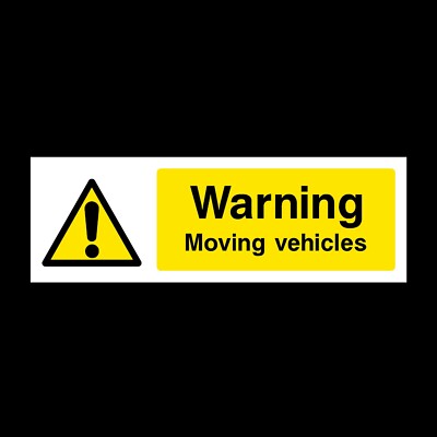Warning Moving Vehicles 300x100mm Plastic Sign or Sticker (GS3) | eBay UK