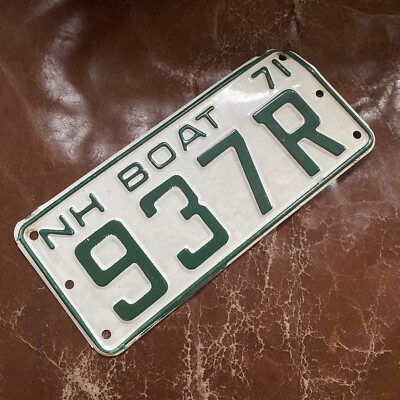 1971 New Hampshire NH Boat License Plate Vintage Automobile Classic Car ...