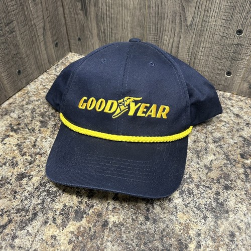 Vintage GOODYEAR Hat Snapback Cap Gold Rope Navy Blue Embroidered | eBay