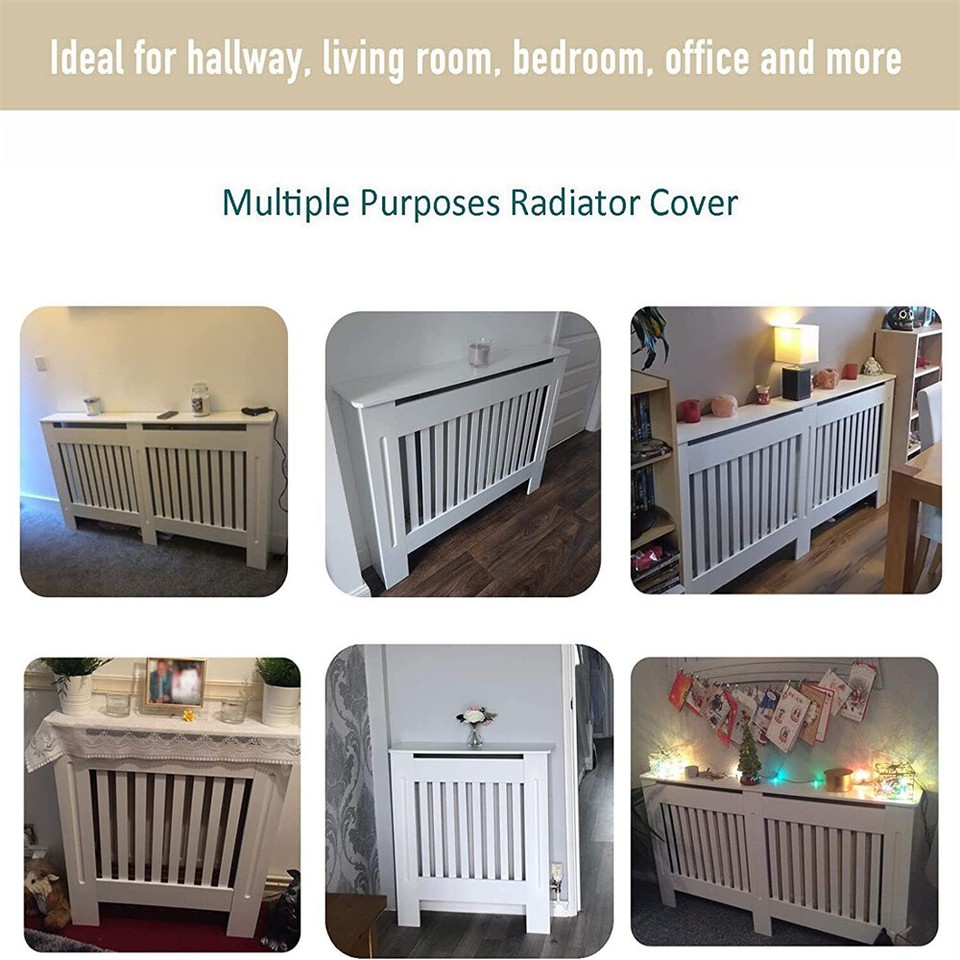 White/Grey Radiator Cover Shelf Cabinet Grill MDF Wooden Modern ...