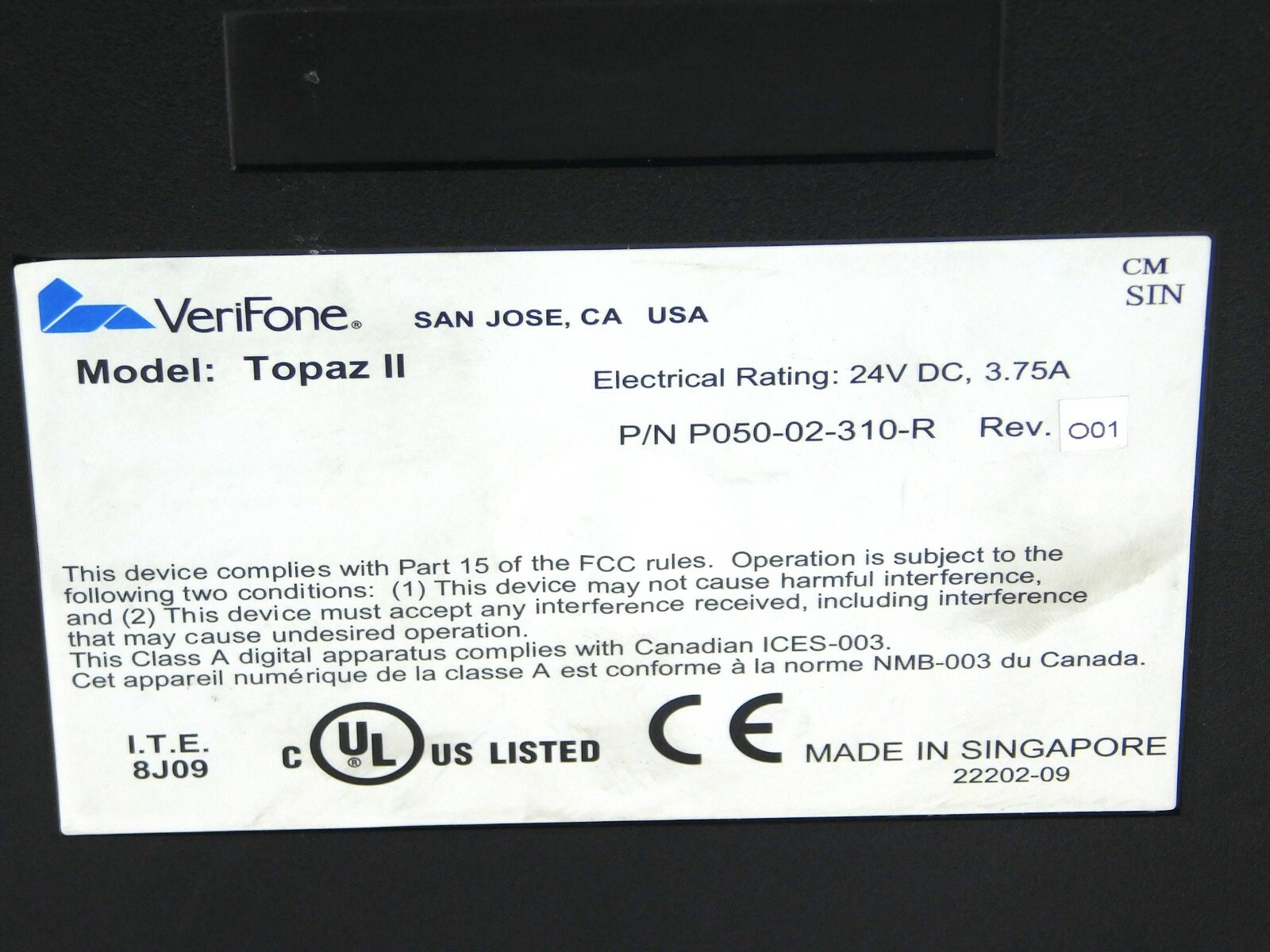 VERIFONE TOPAZ XL II P050-02-310R TOUCHSCREEN POS TERMINAL ...