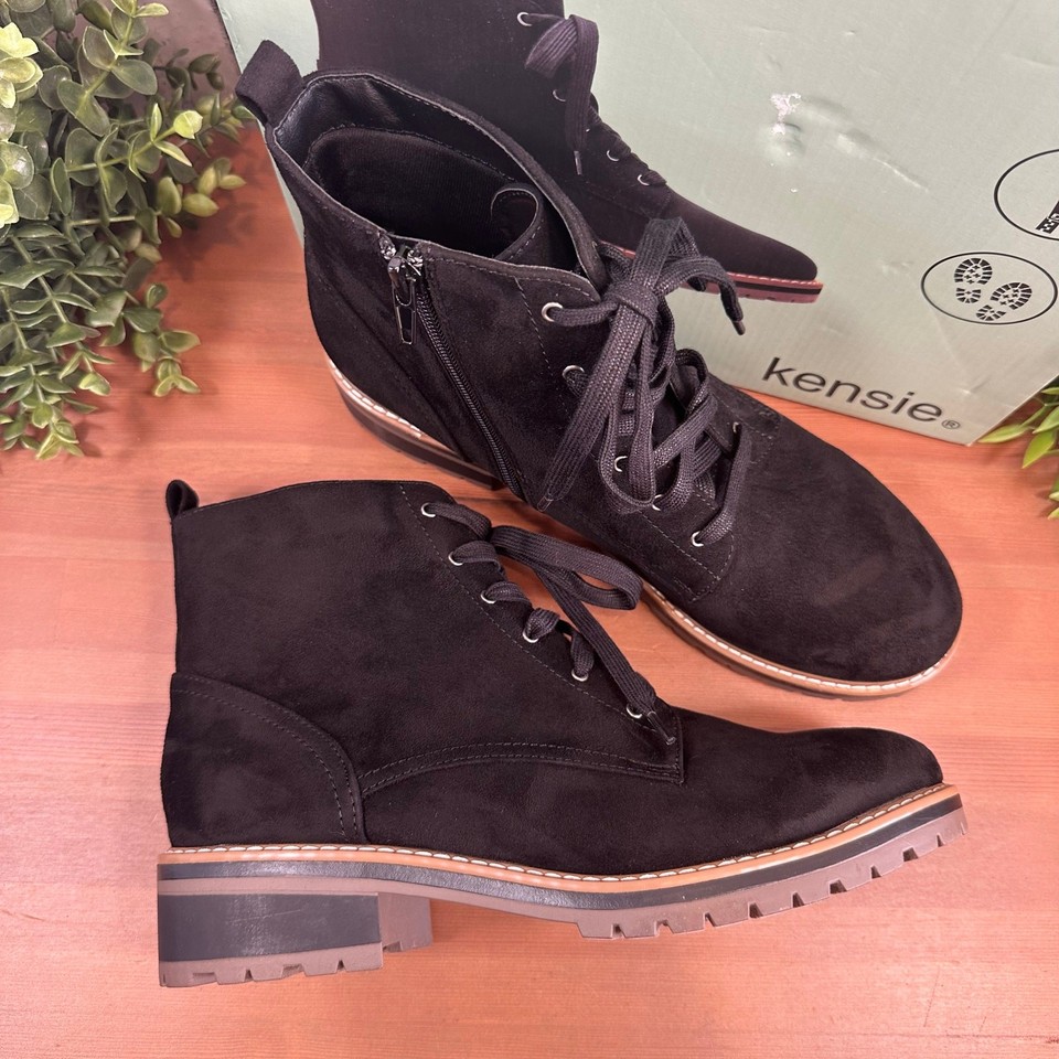 Kensie Women's Kasha Black Lace Up Boots Size 11 | eBay