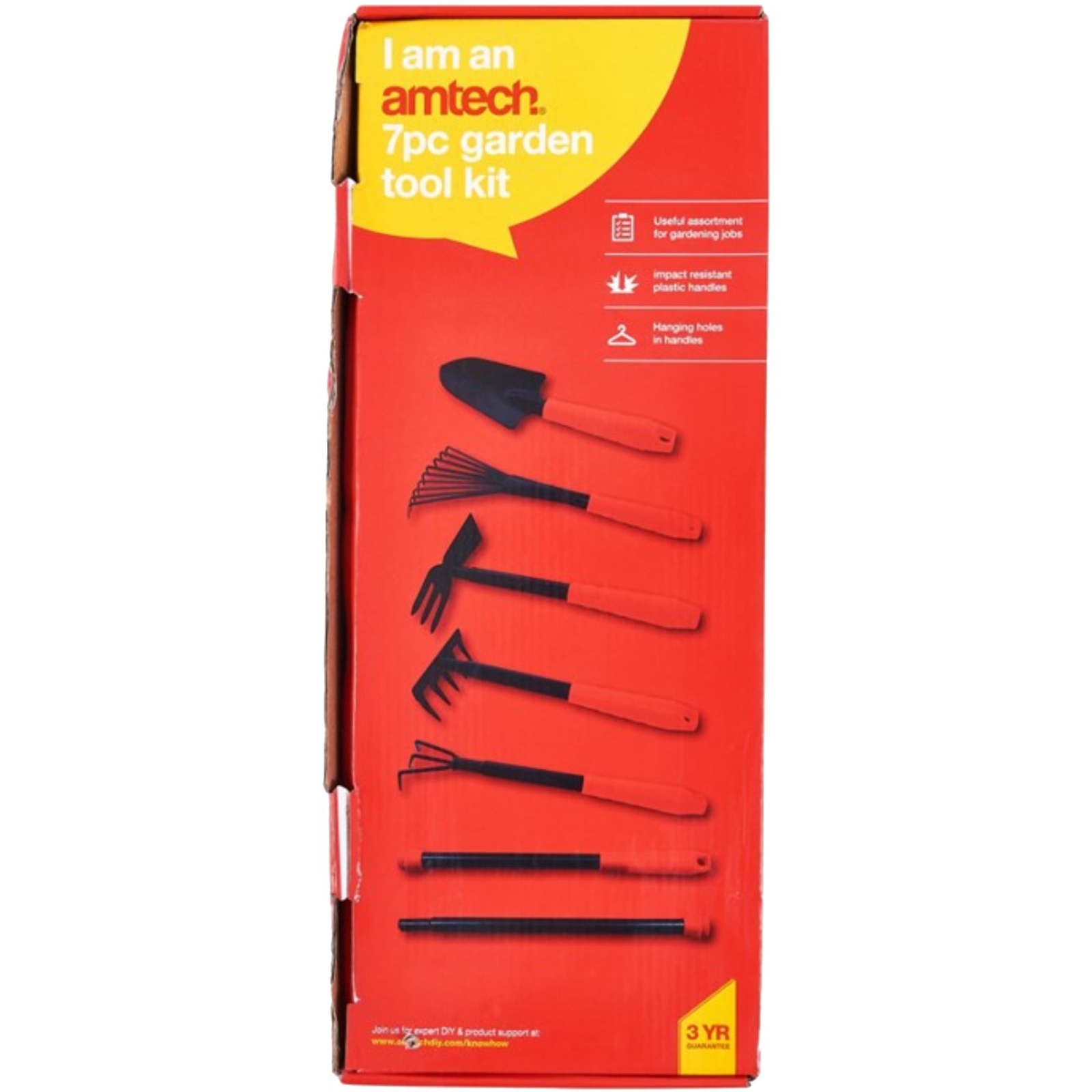 Amtech 7pcs Gardening Hand Tool Set Rake Fork Hoe Trowel Kit Garden ...