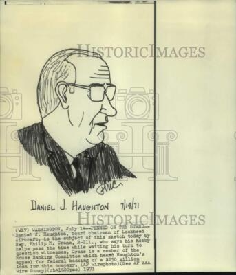 1971 Press Photo Daniel Haughton is subject of sketch by Representative ...