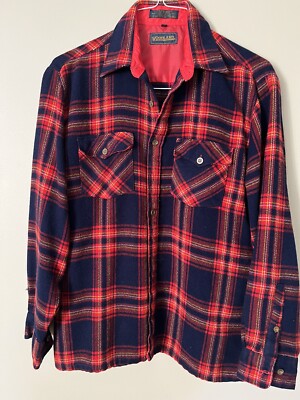 Vintage 70’s Woodland Flannel Plaid Acrylic Logger Shirt Men’s Lg | eBay