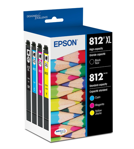 4-PACK EPSON GENUINE 812XL BLACK 812 COLOR INK WF-7820 WF-7840 EC-C7000 ...