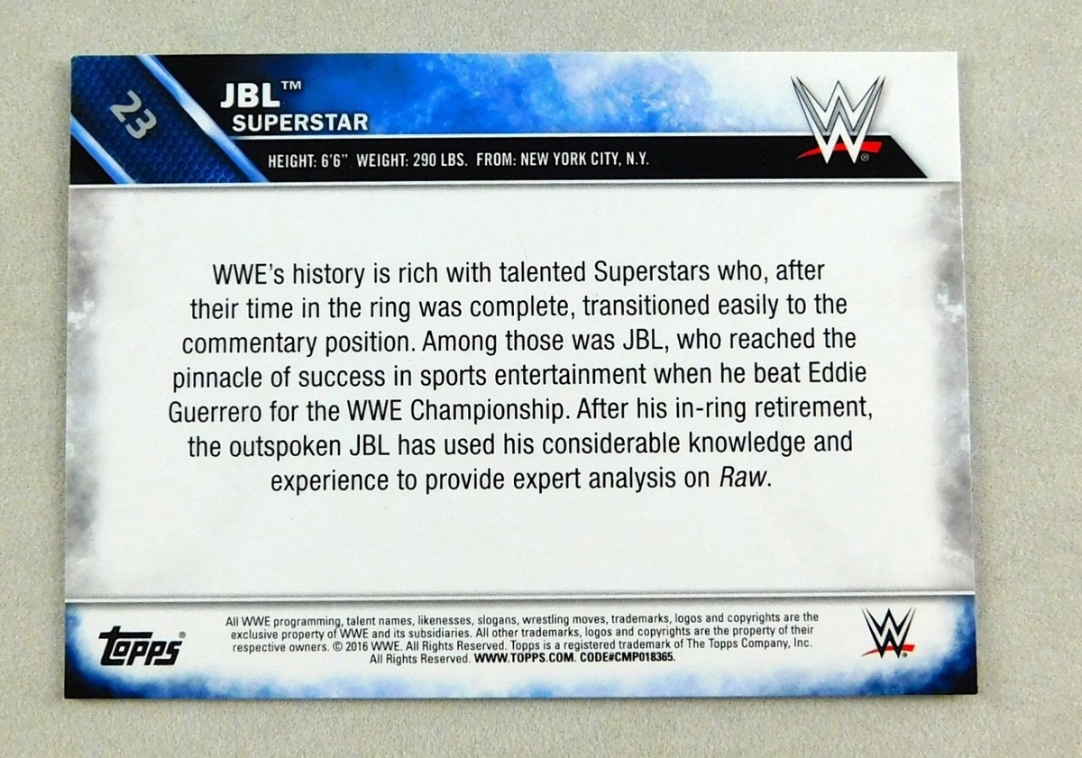 Jbl Wwe Logo 2021 Topps WWE Fully Loaded John Bradshaw Layfield JBL
