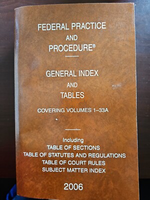 Federal Practice And Procedure General Index And Tables | eBay