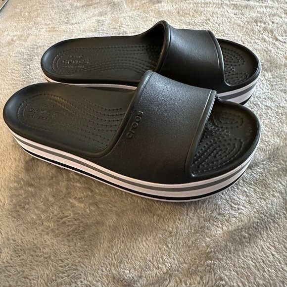 Crocs Crocband Platform Slides Sandals Black Women's … - Gem