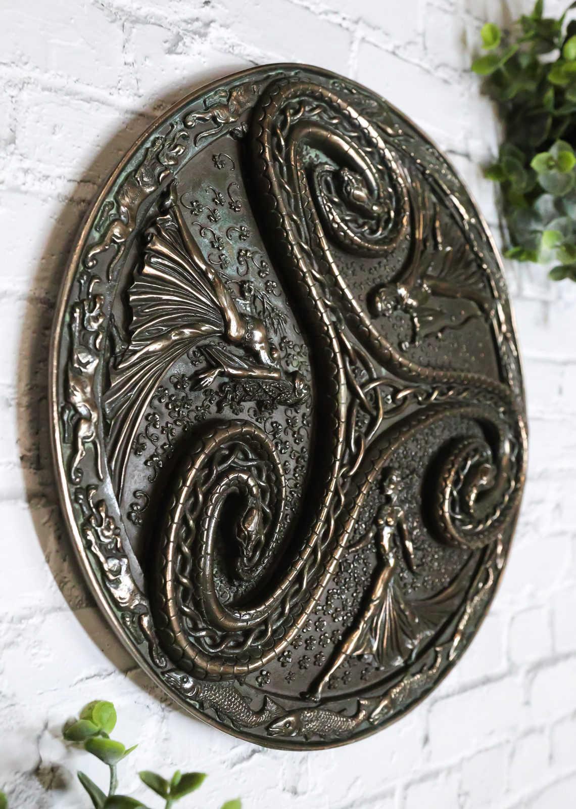 Wiccan Triple Goddess Triskele Spiral Serpent in Rune Circle Wall ...