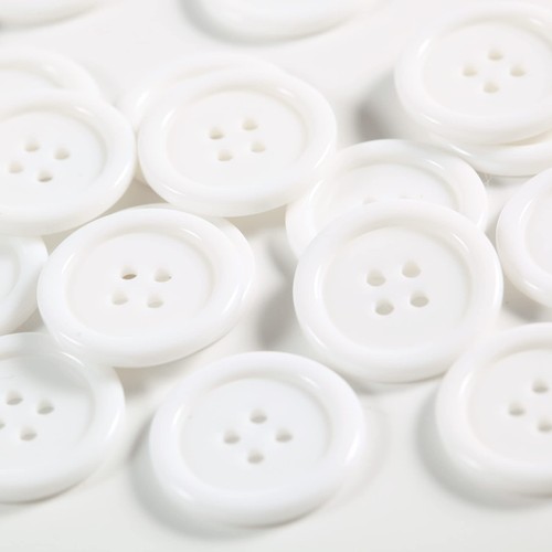 60pcs White Buttons Sewing Plastic Resin 1inch Buttons for crafts ...