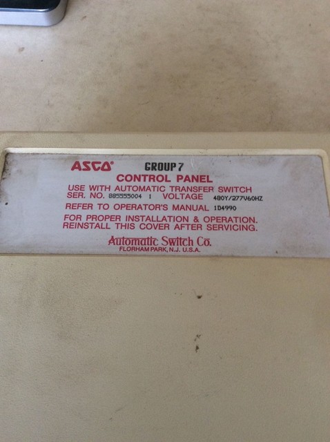 ASCO Control Panel Group 7 480v 60hz for sale online | eBay