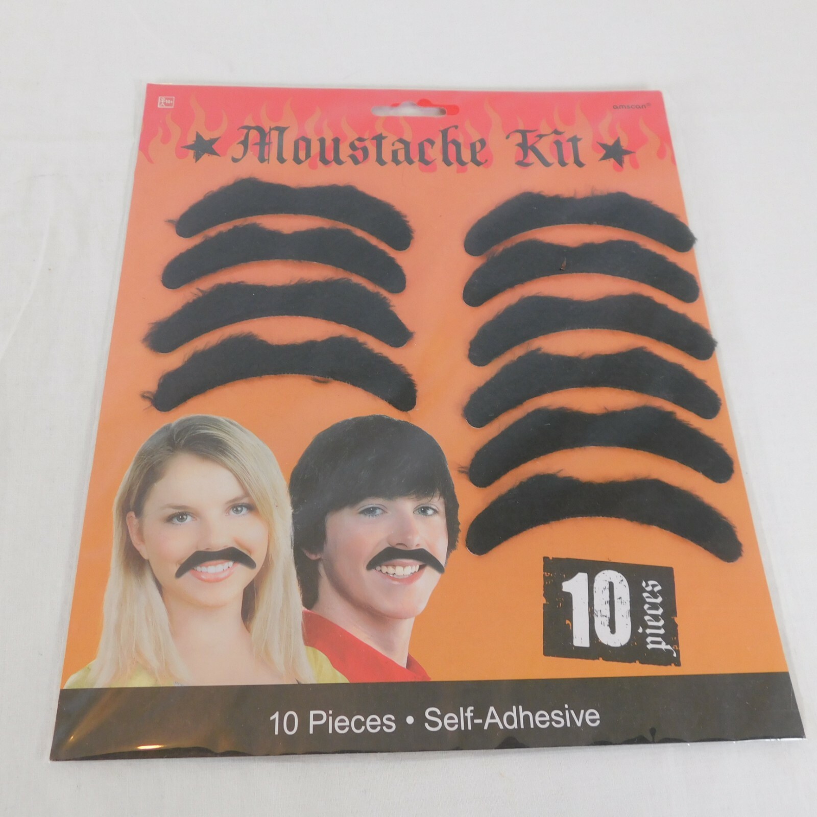 Moustache Kit 10 Piece Self Adhesive Halloween Costume Pretend Play ...