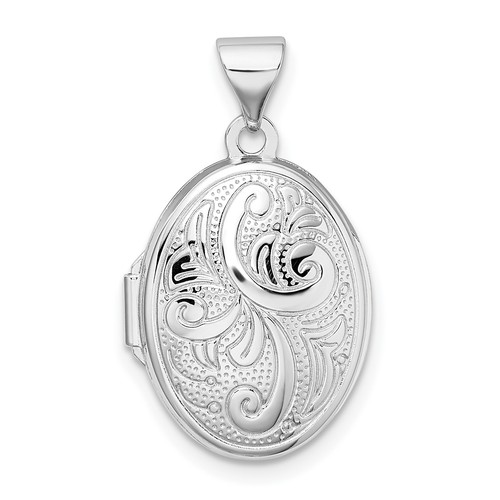 Silver Scroll Design Oval Locket QLS25 | eBay