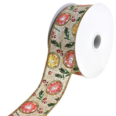 Dried Citrus and Herbs Faux Linen Wired Ribbon, 1-1/2-inch, 10-yard | eBay
