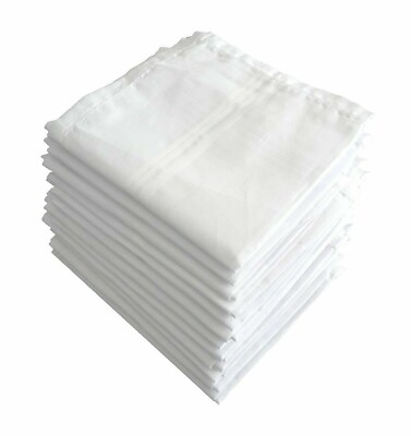 100% Pure Cotton Handkerchief Beautiful Plain White Hanky Party Rumal ...