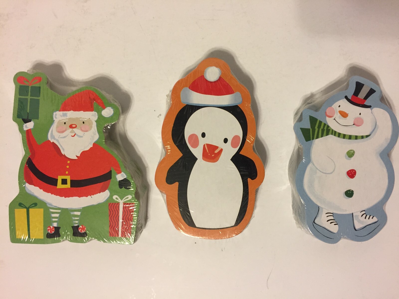 Set Of 3 Decks Of Winter Santa & Snowman & Penguin Shaped Playing Cards ...