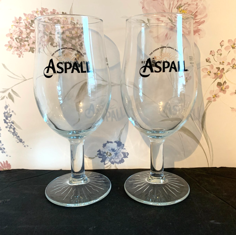 Aspall Suffolk Cider Pint Glasses x 2 Goblet Pedestal | eBay UK