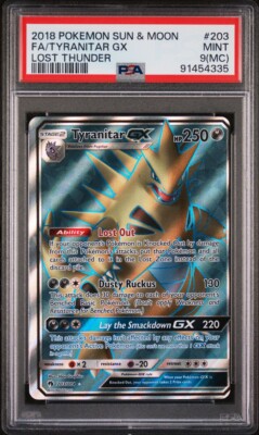 💎MISCUT ERROR PSA 9 Tyranitar GX 203/214 Full Art UR Lost Thunder- POP ...